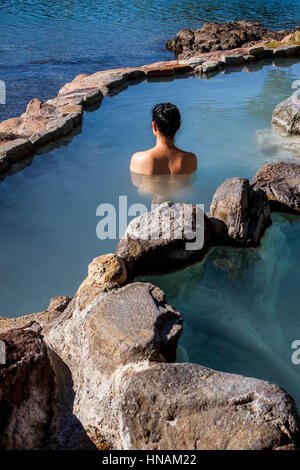 Hotel, Woman, in rotemburo or onsen, is the open air hot spring bath at ...