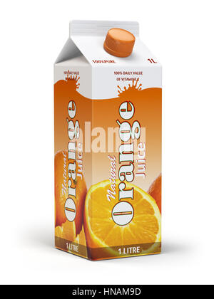 Blank white cardboard pack with orange color tape isolated on white ...