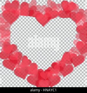 Red hearts translucent arranged in a heart shape. Two spiral. Checker ...