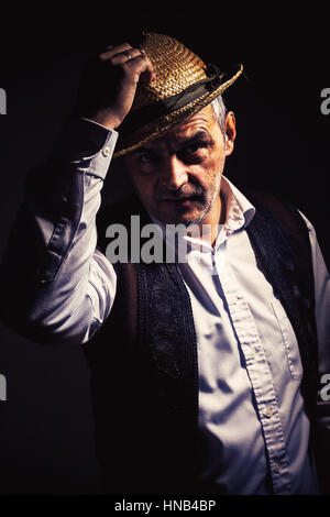 Traditional clothe style from Vojvodina, Serbia, portrait of a man ...