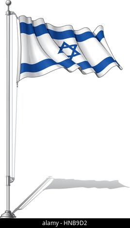 Waving flag of Israel on white background. Template for independence ...