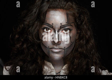 beauty woman with silver paint on her body Stock Photo - Alamy