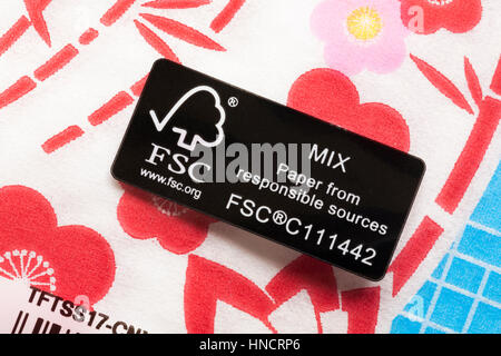 FSC logo MIX paper from responsible sources on box of tissues - Forest ...