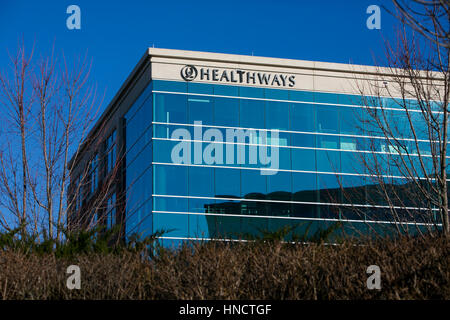 A logo sign outside of the headquarters of Healthways in Franklin ...