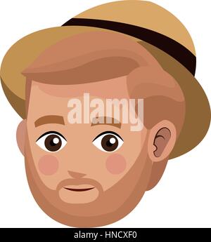 man wearing a hat over white background. colorful design. vector ...