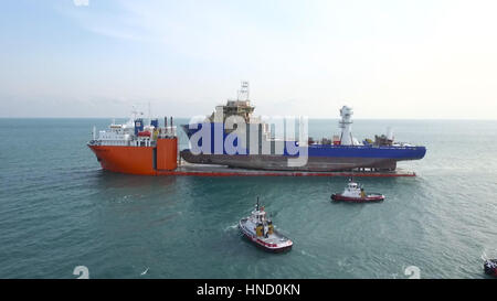 Loaded on the semi-submersible platform ship Transshelf, the body of ...