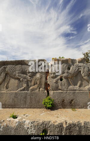 Ancient lycian lions tomb in Kas, Turkey Stock Photo - Alamy