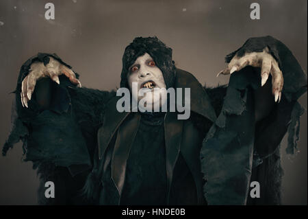 Ancient horror mutant vampire with large scary nails. Medieval gothic ...