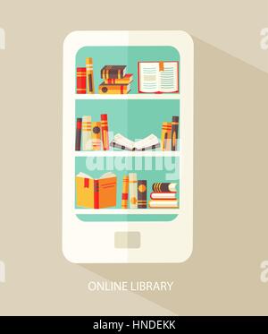 E-library abstract concept vector illustration. Digital learning ...