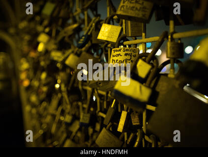 Message of Love on a Padlock locked to a Bridge fence in Vienna Stock ...
