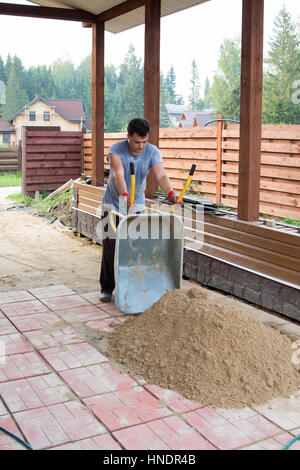Man with wheelbarrow on a construction site, 00-00-1964, Whizgle Dutch ...