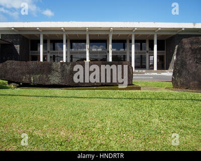 Hilo, Hawaii - The Naha Stone, in front of the Hilo Public Library ...