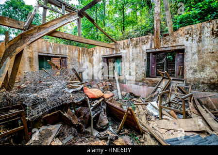 Destroyed classroom in the abandoned school in Pripyat, the board fell ...