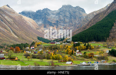 The village of Urke, located at Rånahalvøya, near Norangsfjorden, an ...