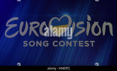 Kyiv, Ukraine. 11th Feb, 2017. Logo Eurovision 2017 national selection ...