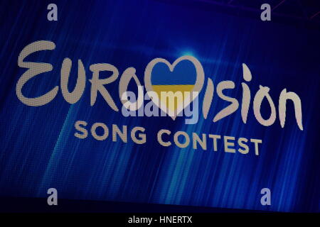 Kyiv, Ukraine. 11th Feb, 2017. Logo Eurovision 2017 national selection ...