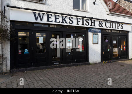 Weeks Fish & Chip Shop. Chepstow, Wales. Borders town beside the River ...