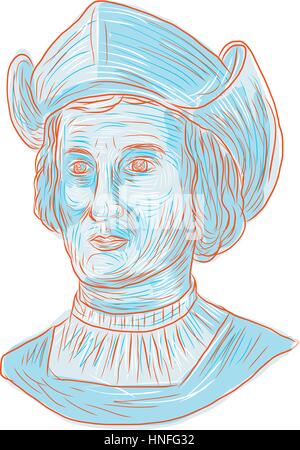 Drawing sketch style illustration of Christopher Columbus or Cristoforo ...