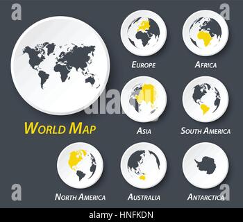 Antarctica on round world map. Globe line sketch Stock Vector Image ...