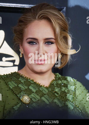 Adele at the 59th Annual Grammy Awards held at Staples Center in Los ...