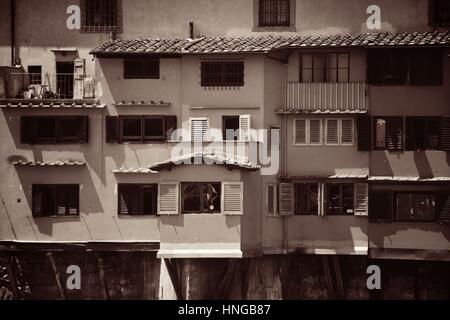 Ponte Vecchio closeup in Arno River BW in Florence Italy Stock Photo ...