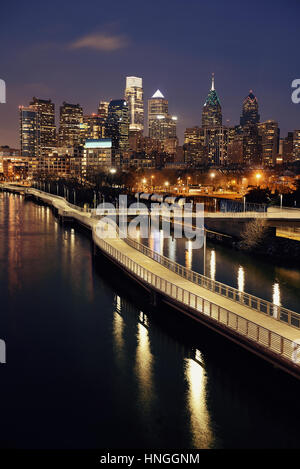 Philadelphia skyline at night with urban architecture Stock Photo - Alamy