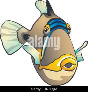 Fish isolated on white background. Doodle Line Art Seamless pattern of ...