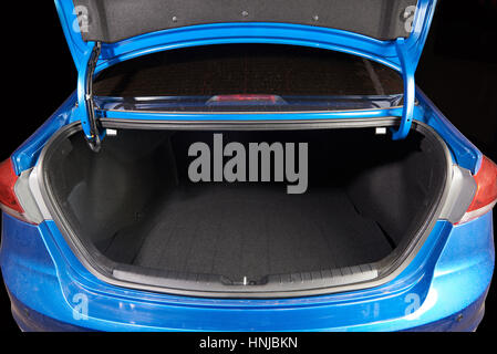 Modern sedan car open trunk. Huge, clean and empty car trunk in ...