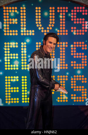 A waxwork of Elvis Presley at The Madame Tussauds museum in Las Vegas ...