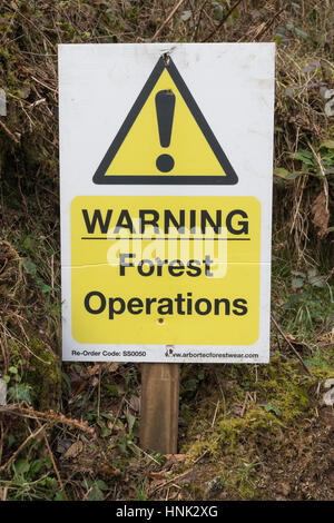 Forestry operations health and safety/ danger warning sign Stock Photo ...