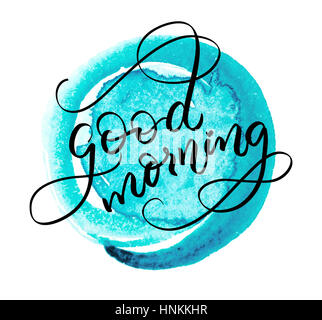 Good morning lettering decorative background. Greeting card design ...