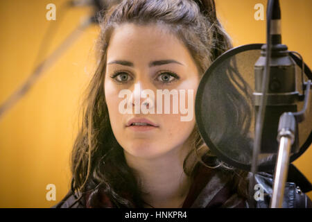Singer Lucie Jones in the recording studio for Midsomer Murders Album ...
