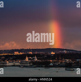 Dramatic rainbow breaks as evening light falls over Ham Wall RSPB ...
