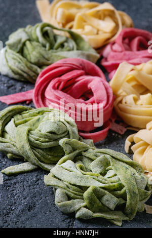 Colored fresh homemade pasta tagliatelle Stock Photo - Alamy