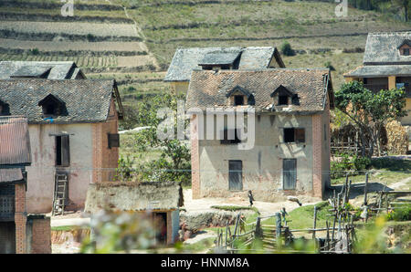 Trano gasy - brick houses in rural areas in Madagascar Stock Photo - Alamy