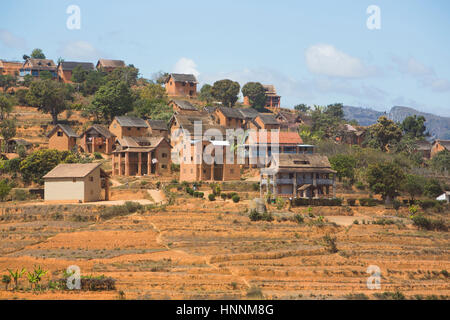 Trano gasy - brick houses in rural areas in Madagascar Stock Photo - Alamy