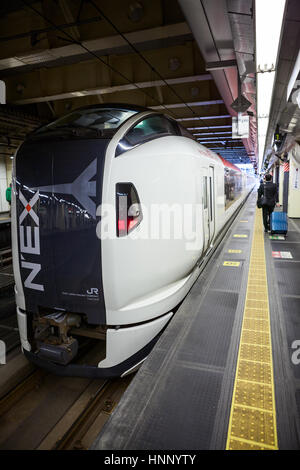 NEX - Narita Express train is a transfer from Tokyo city to airport in ...