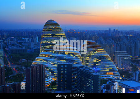 Wangjing Beijing SOHO city building night view Stock Photo - Alamy