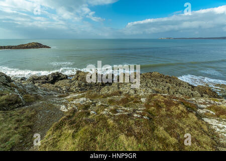 Surfing waves at Llanddwyn Island, Anglesey Stock Photo - Alamy