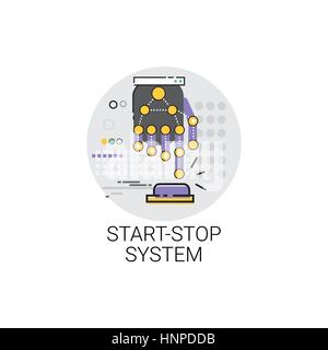 Auto stop start icon vector automatically switch off car engine sign ...