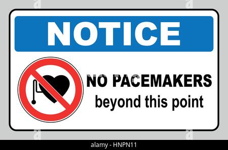 No access with cardiac pacemaker sign in red circle prohibition symbol ...