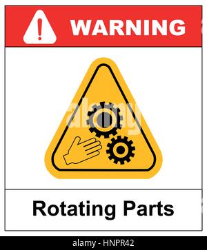 Rotating Parts Hazard for hands sign, vector illustration. Warning ...