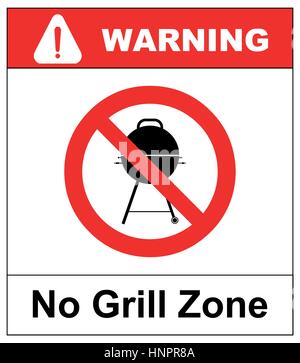 No grill zone symbol, No bbq allowed - ban sign. Vector warning banner ...