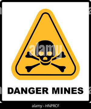 danger mines warning sign with skull and crossbones. Vector Stock ...