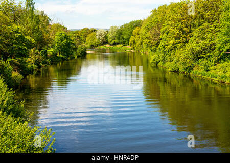 Taff Embankment reflected in the river Taff Cardiff Stock Photo - Alamy