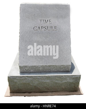 Granite time capsule marker. Copy space. Isolated Stock Photo - Alamy