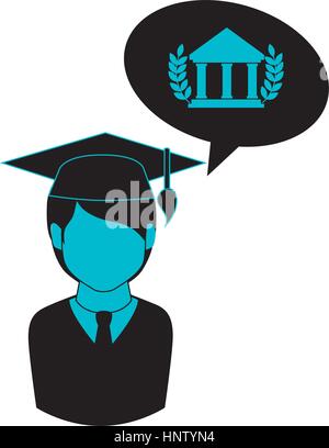 half body man with graduation outfit with short beard vector ...