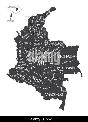 Map of Colombia in black with the provinces Stock Vector Image & Art ...