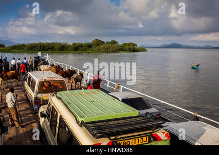 Ferry from Rusinga Island to Luanda Kotieno, Lake Victoria, Kenya Stock ...