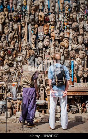 Masks, Traditional craft market of Soumbedioune, Dakar, Senegal, West ...